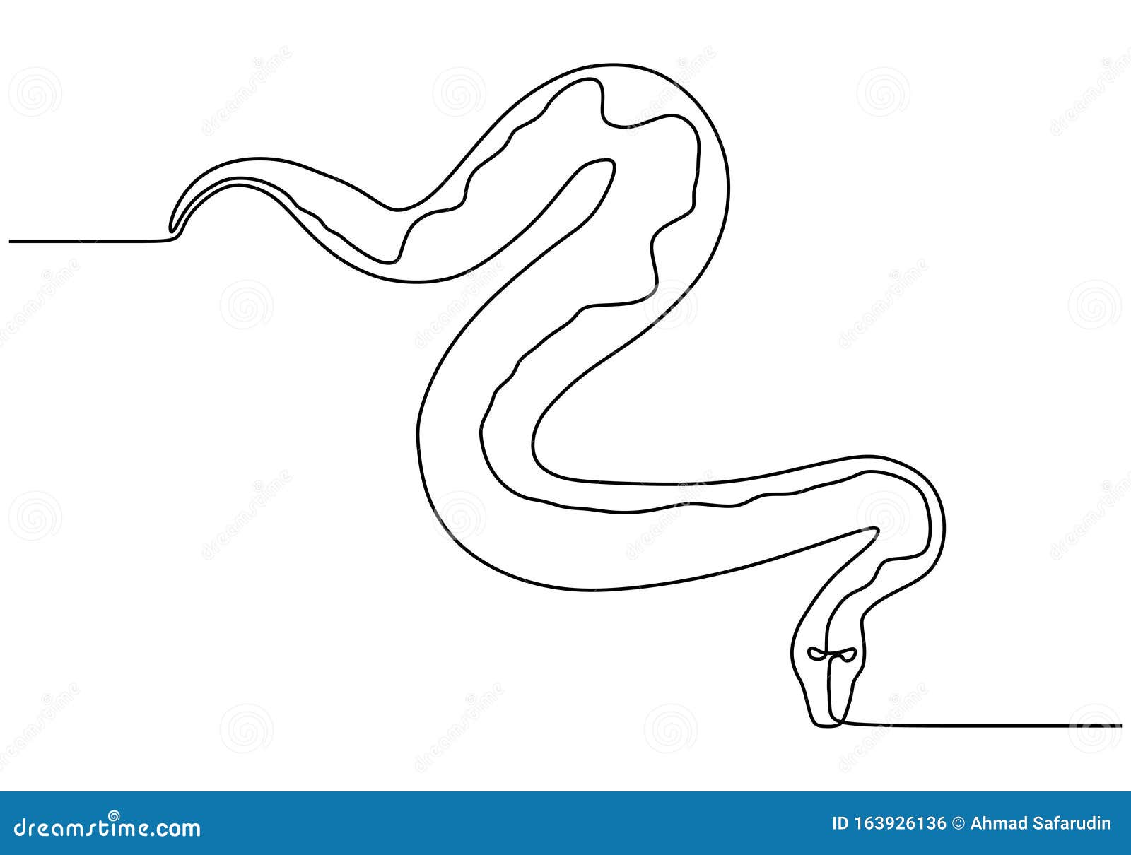 Snake One Line Drawing Continuous Hand Drawn Vector. Animal Wildlife ...