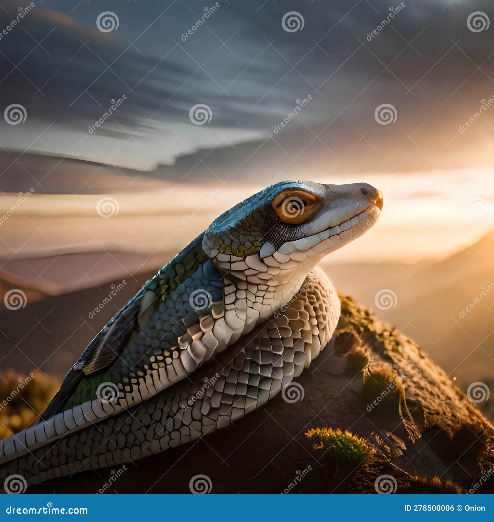 Snake Profile Looking Away - Ai Generated Image Stock Illustration ...