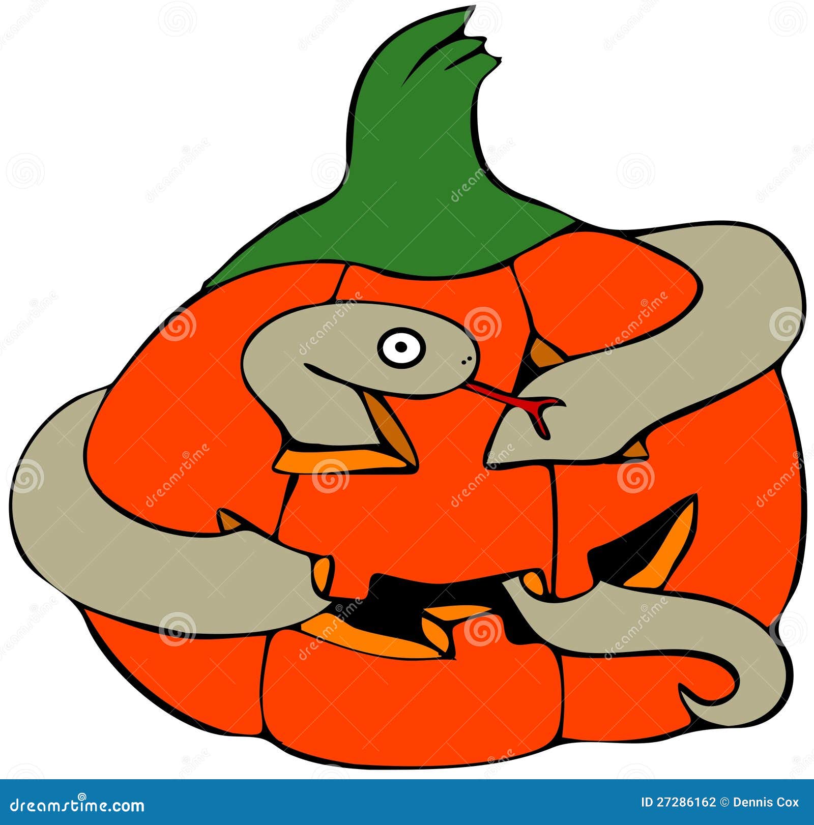 Snake in a pumpkin stock illustration. Illustration of halloween - 27286162