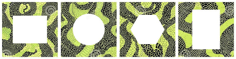 Snake Reptile Skin Square Posters Set. Abstract Python Animal Skin ...