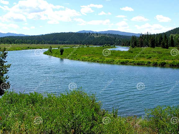 Snake River, Oxbow Bend stock image. Image of blue, water - 150539