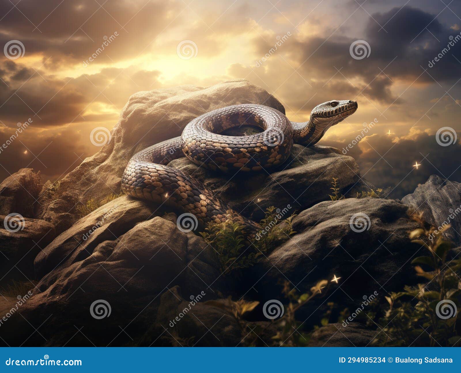 Snake on the Rocks stock illustration. Illustration of poison - 294985234