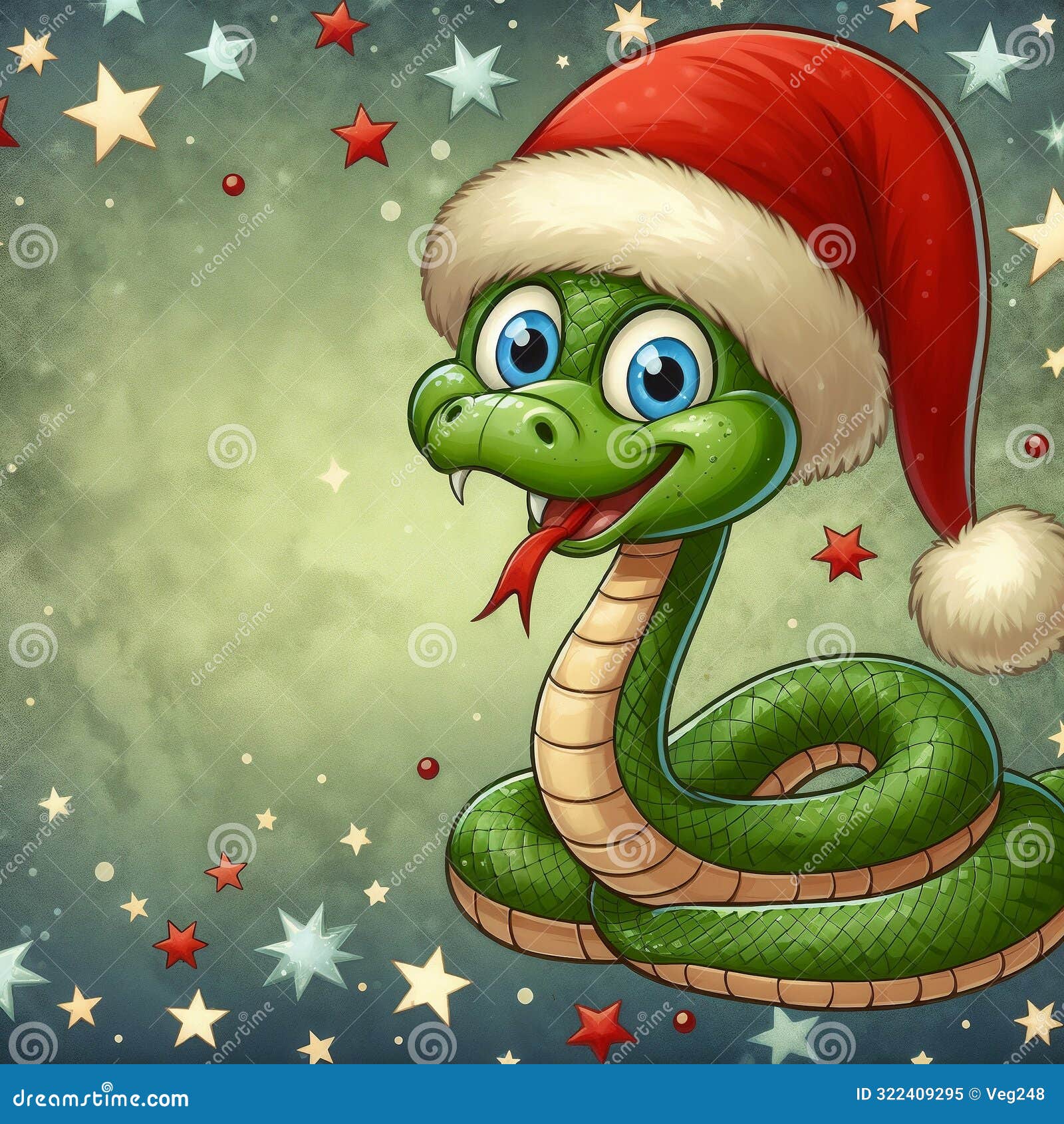 Snake with santa hat . AI stock illustration. Illustration of cartoon ...
