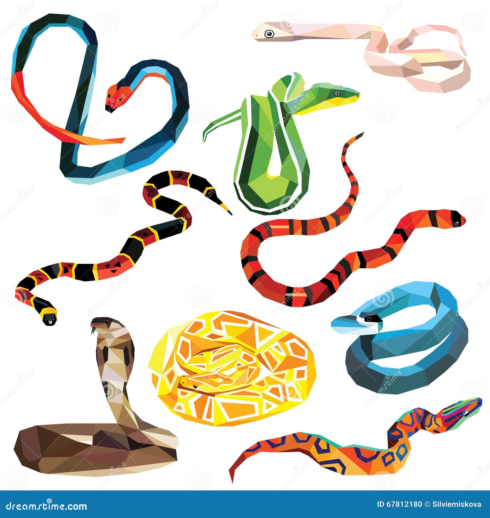 Snake set stock vector. Illustration of cool, iridescent - 67812180