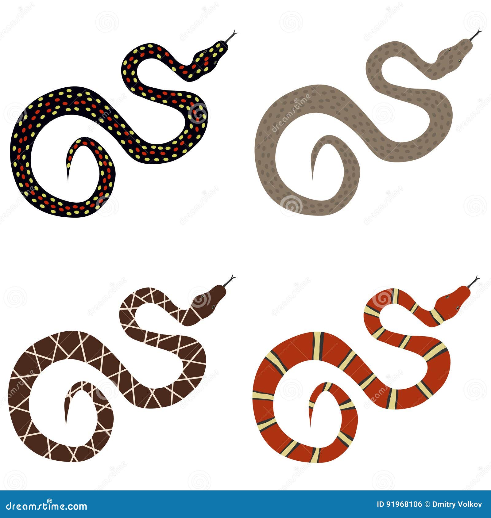 Poisonous Snakes Cartoon Set Vector Illustration | CartoonDealer.com ...