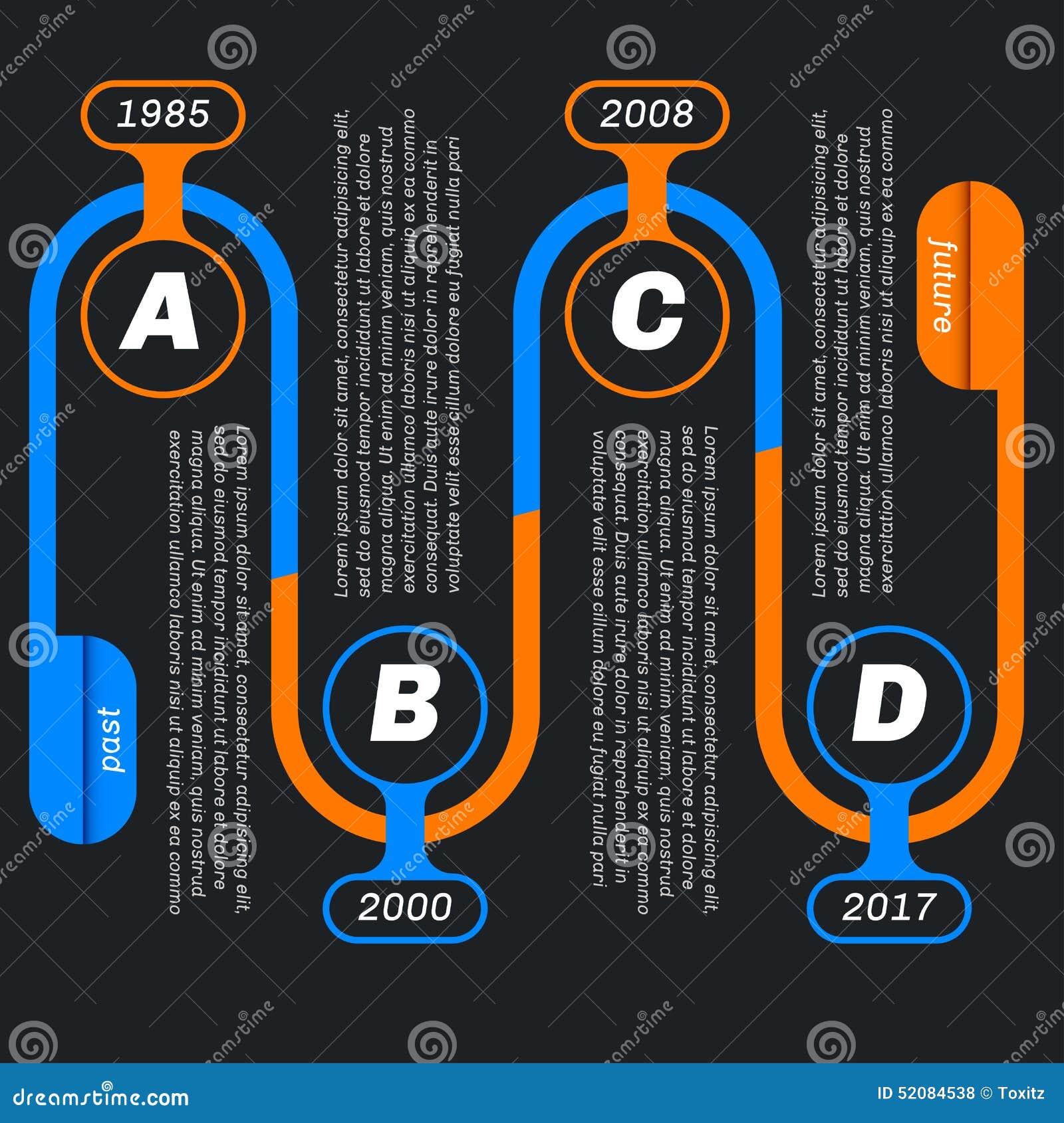 Snake Shape Infographics, Dark Background. Stock Illustration ...