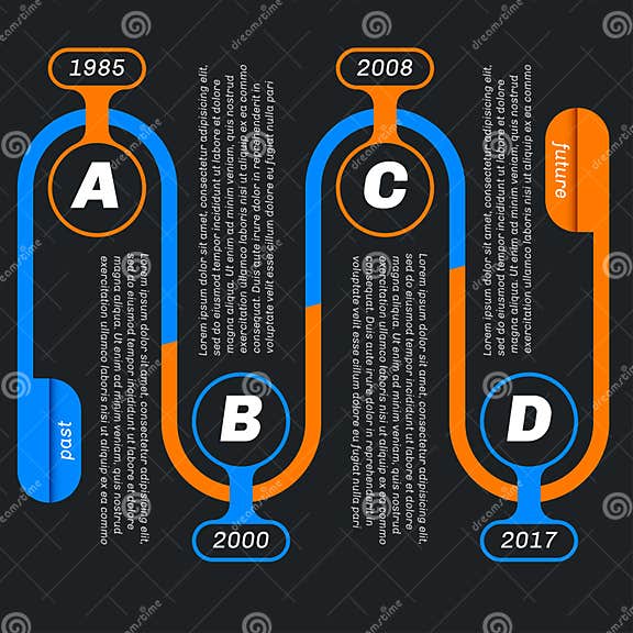 Snake Shape Infographics, Dark Background. Stock Illustration ...