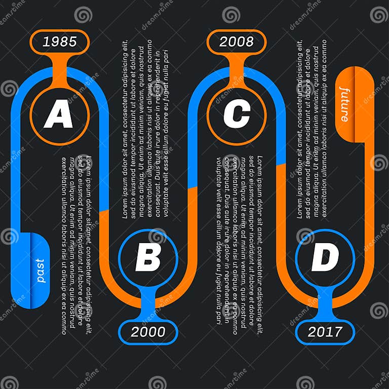 Snake Shape Infographics, Dark Background. Stock Illustration ...