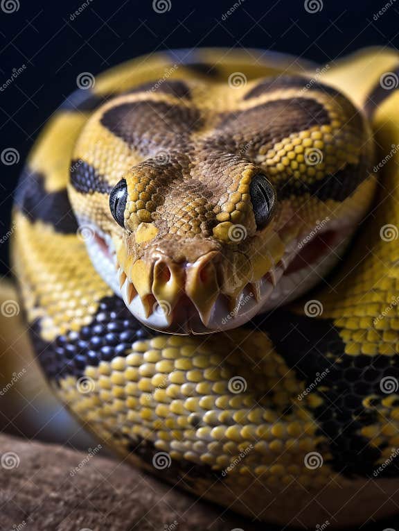Snake is Shown with Its Mouth Open and Fangs Exposed. the Snake Appears ... Snake is Shown with Its Mouth Open and Fangs Exposed. the Snake Appears ...