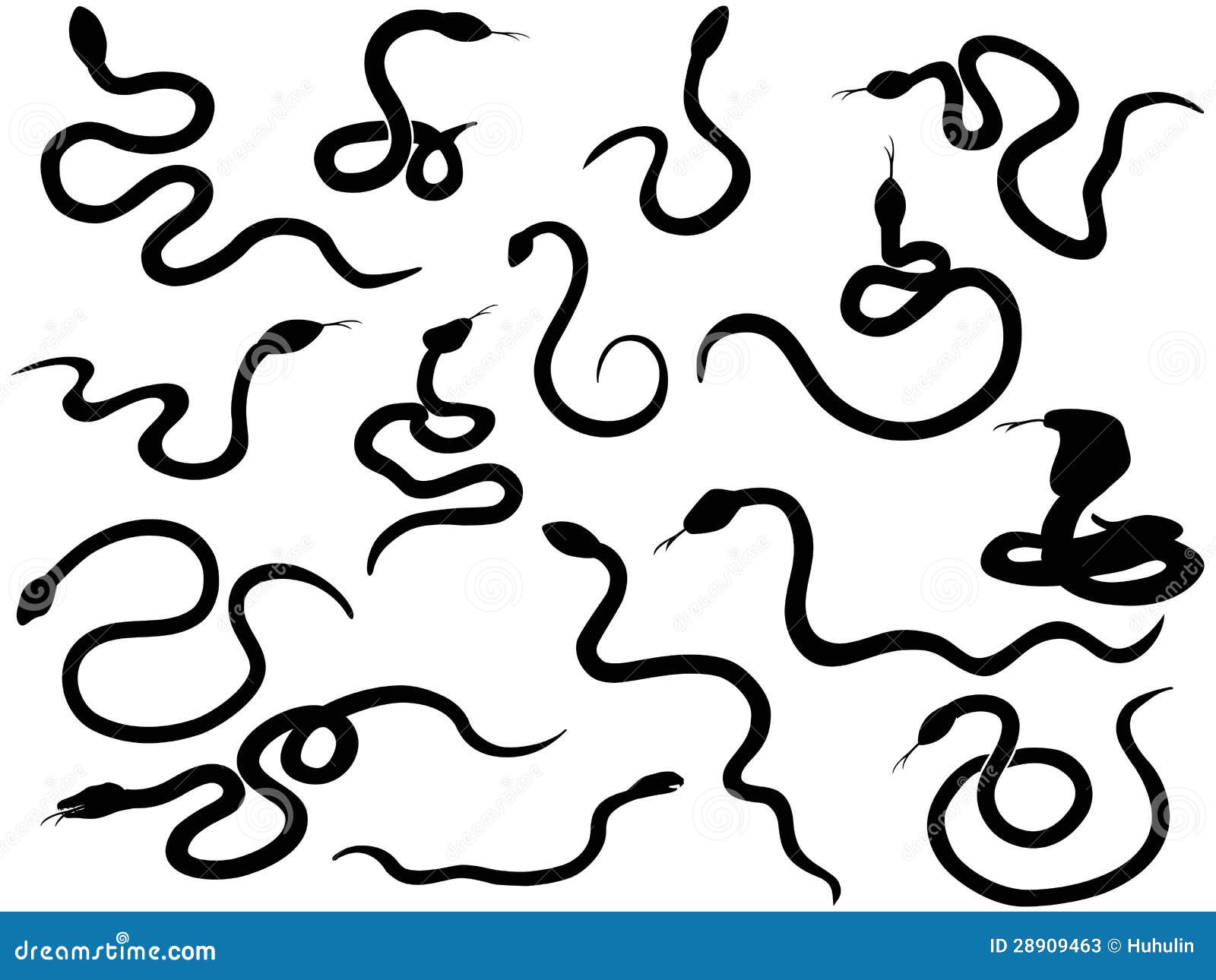 Snake silhouettes stock vector. Illustration of poisonous - 28909463