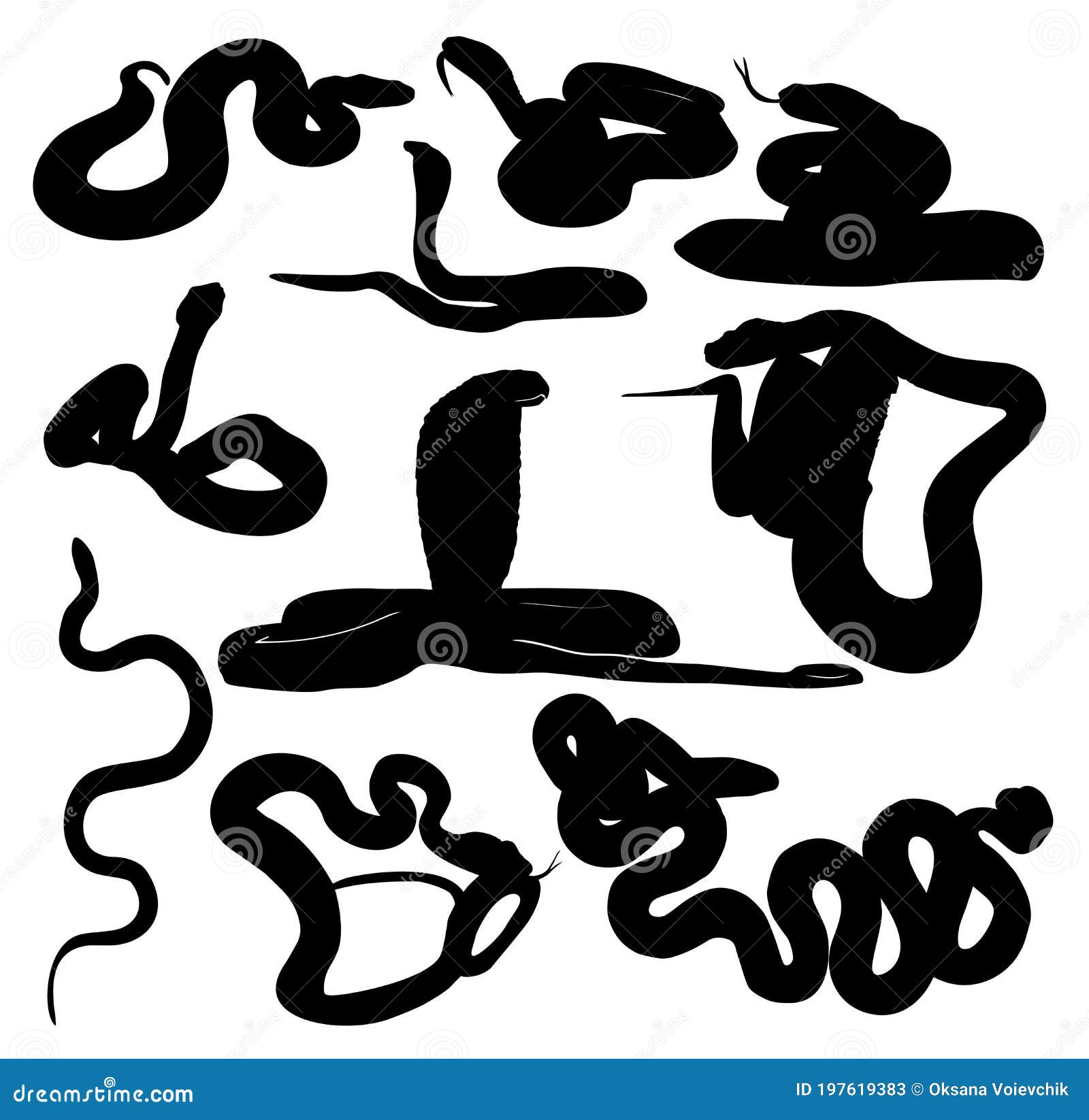 Snake Silhouettes Vector Illustration Stock Vector - Illustration of ...