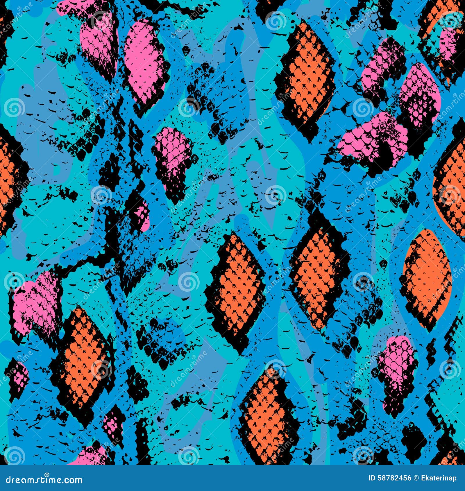Snake Skin Texture. Seamless Pattern Pink Blue Vector Illustration ...