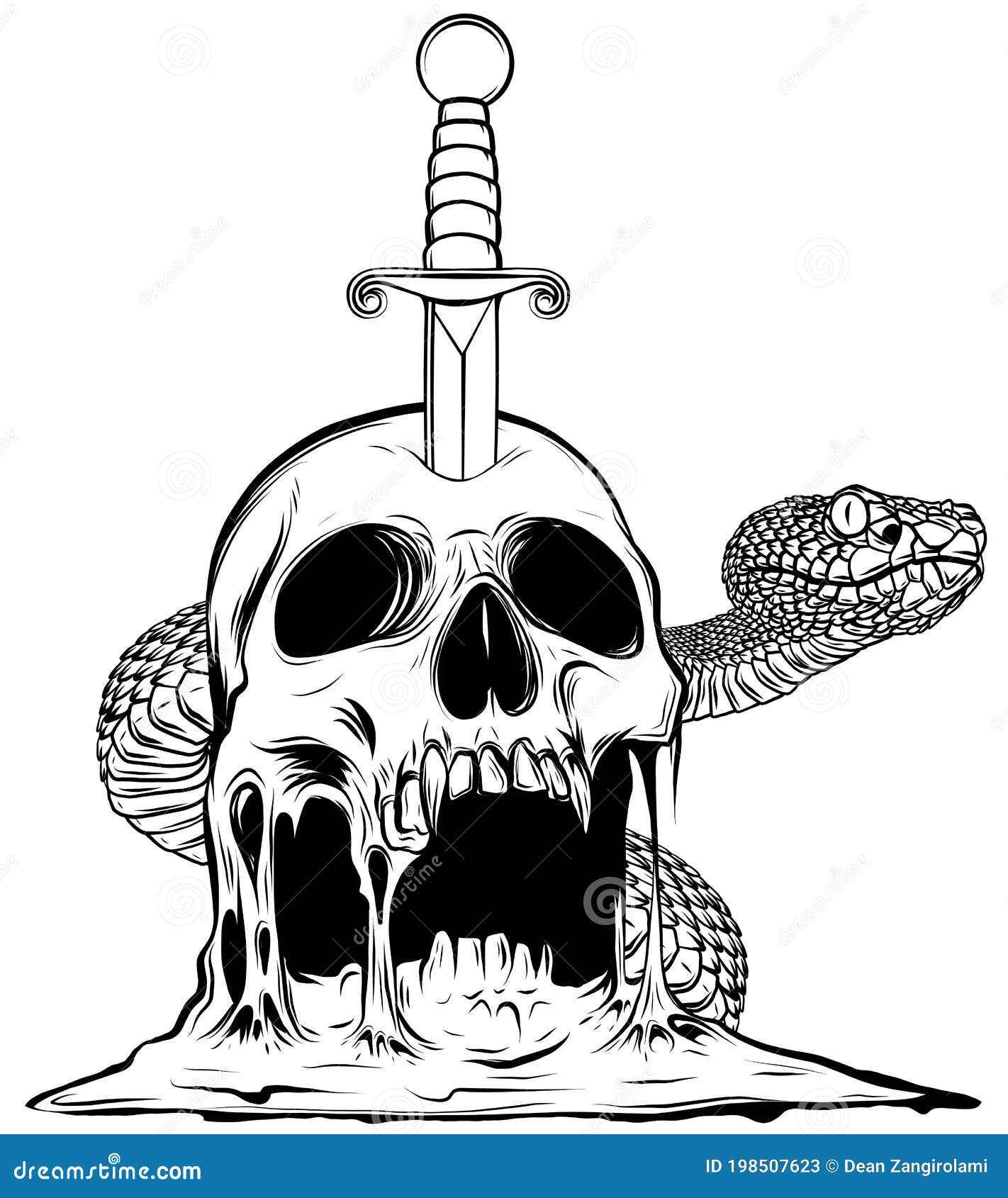 Snake and Skull Vector Illustration Image Design Stock Vector ...