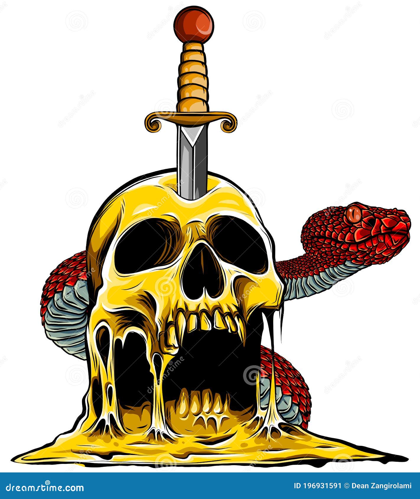Snake and Skull Vector Illustration Image Design Stock Vector ...