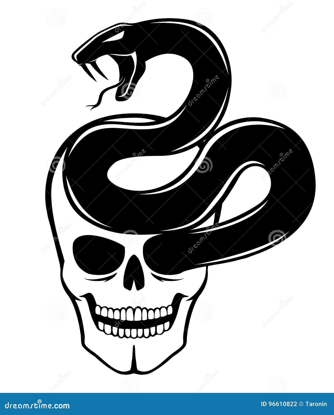 Snake And Skull Oldskool Tattoo Flash. Cartoon Vector | CartoonDealer ...
