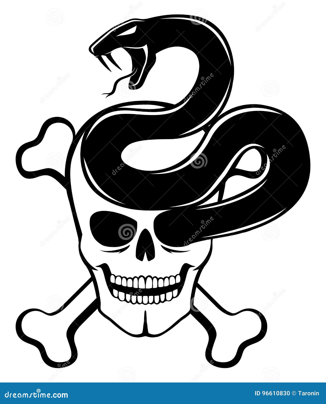 Snake And Skull Oldskool Tattoo Flash. Cartoon Vector | CartoonDealer ...