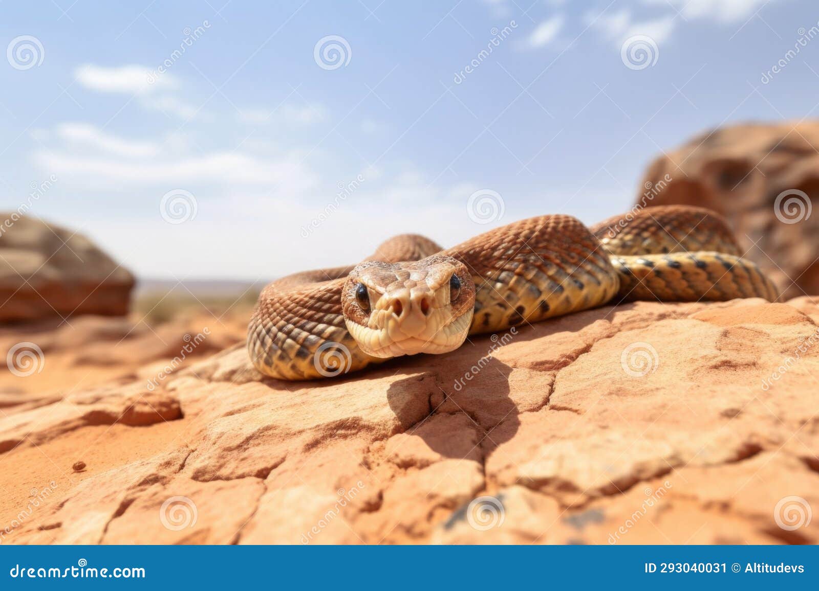 A Snake Sliding Over a Rock in a Desert Stock Image - Image of arid ...