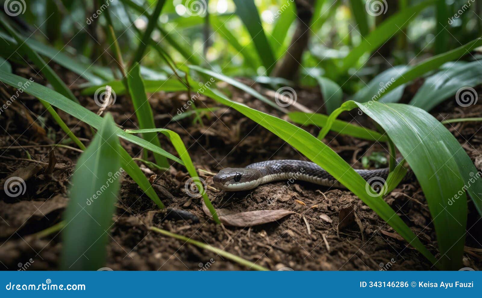 A Snake Slithering through Lush Green Grass and Soil in a Natural ...