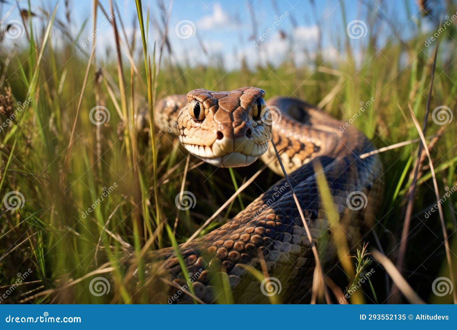 A Snake Slithering through Tall Grass Stock Image - Image of nature ...