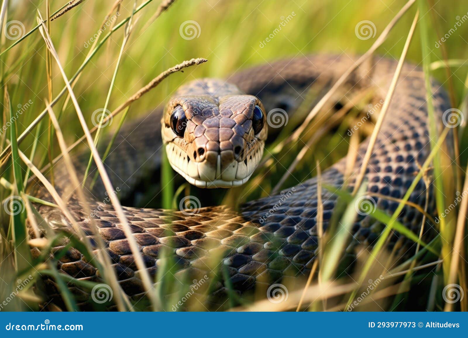A Snake Slithering Across A Rock Its Scales Shining In The Sunlight ...
