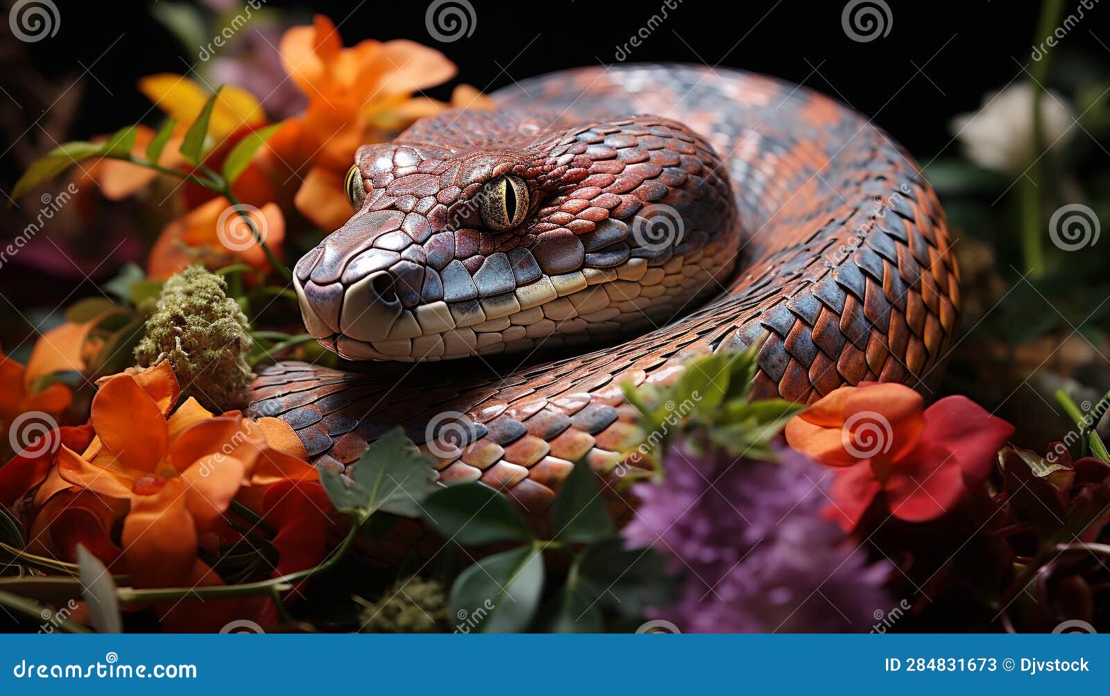 Snake Slithers through Nature, a Reptile in the Wild Generated by AI ...