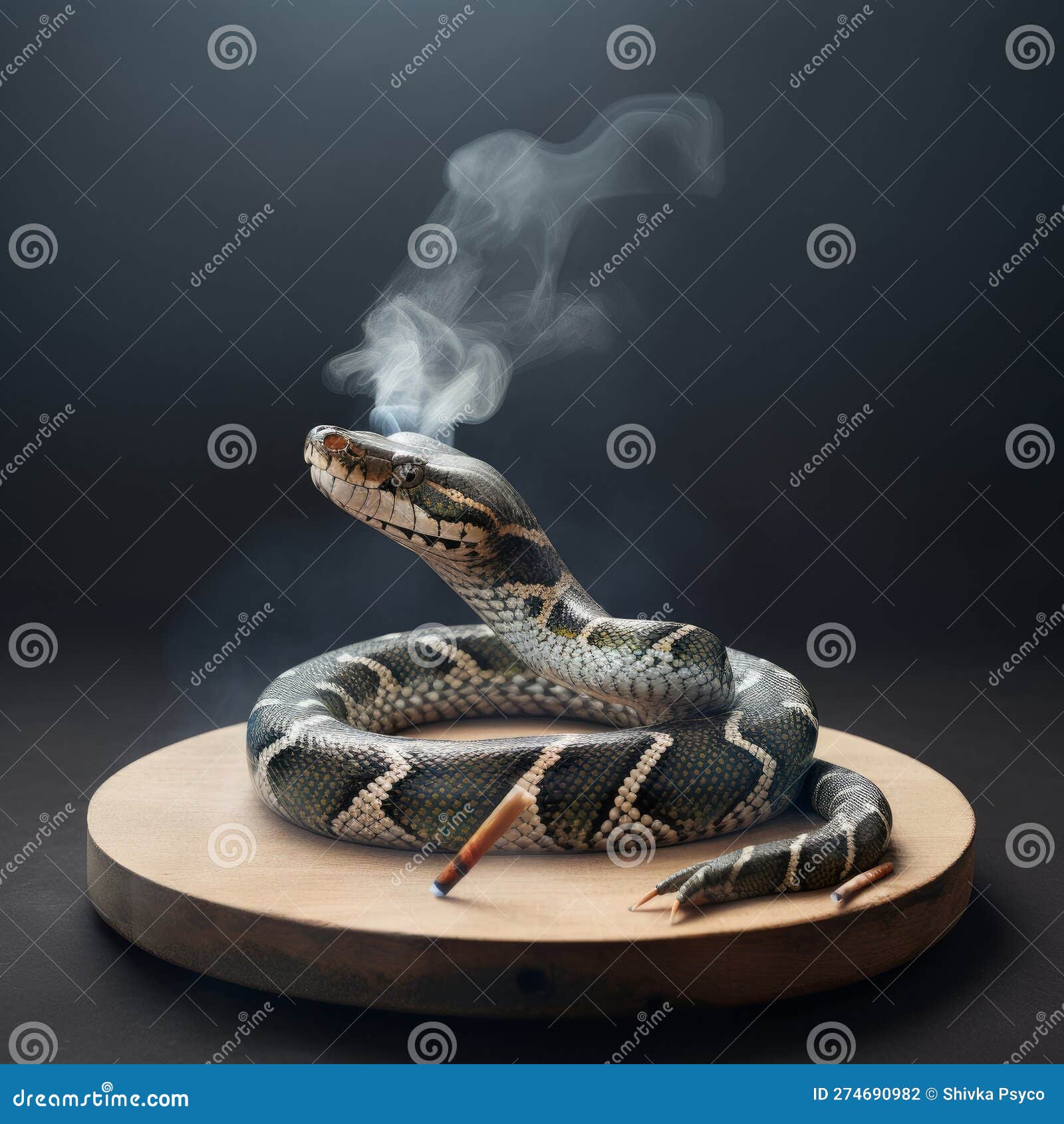 A Snake Smocking a Cigarette Generative AI Stock Illustration ...