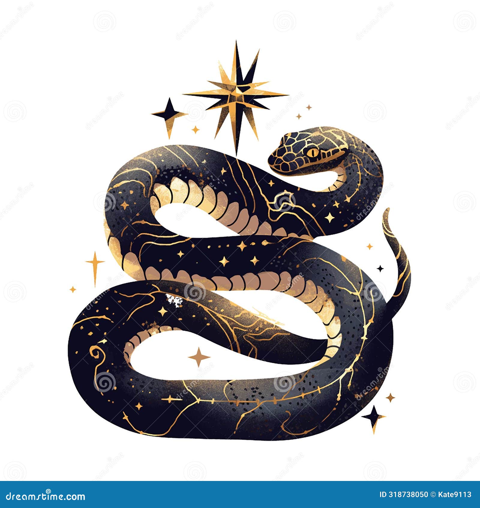 2025 Snake with Stars on it. the Snake is Curled Up and Has a Star on ...