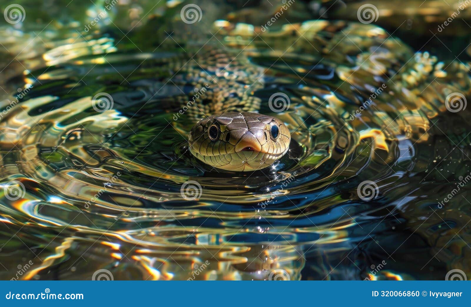 Snake Swimming in Clear Water Stock Photo - Image of outdoors, common ...