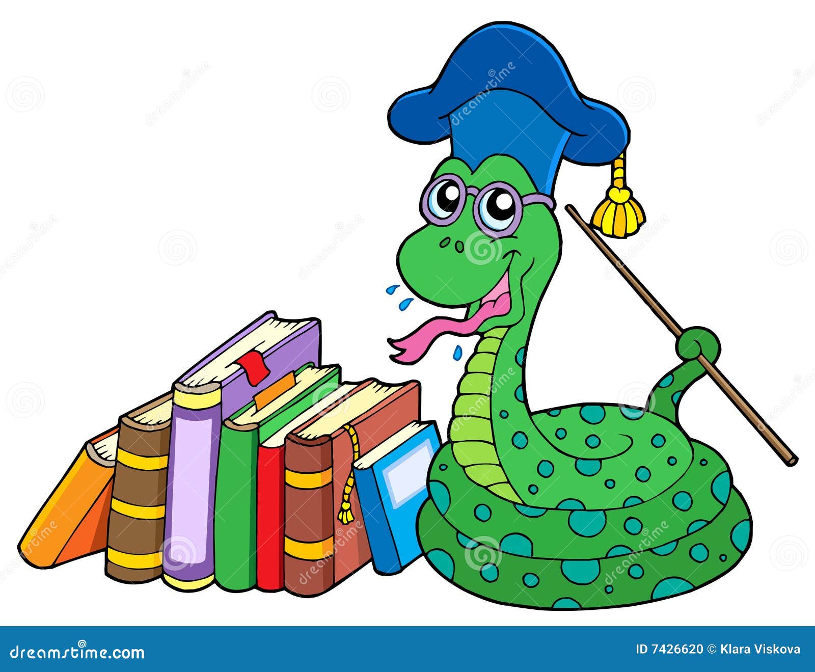 Snake teacher with books stock vector. Illustration of cobra - 7426620