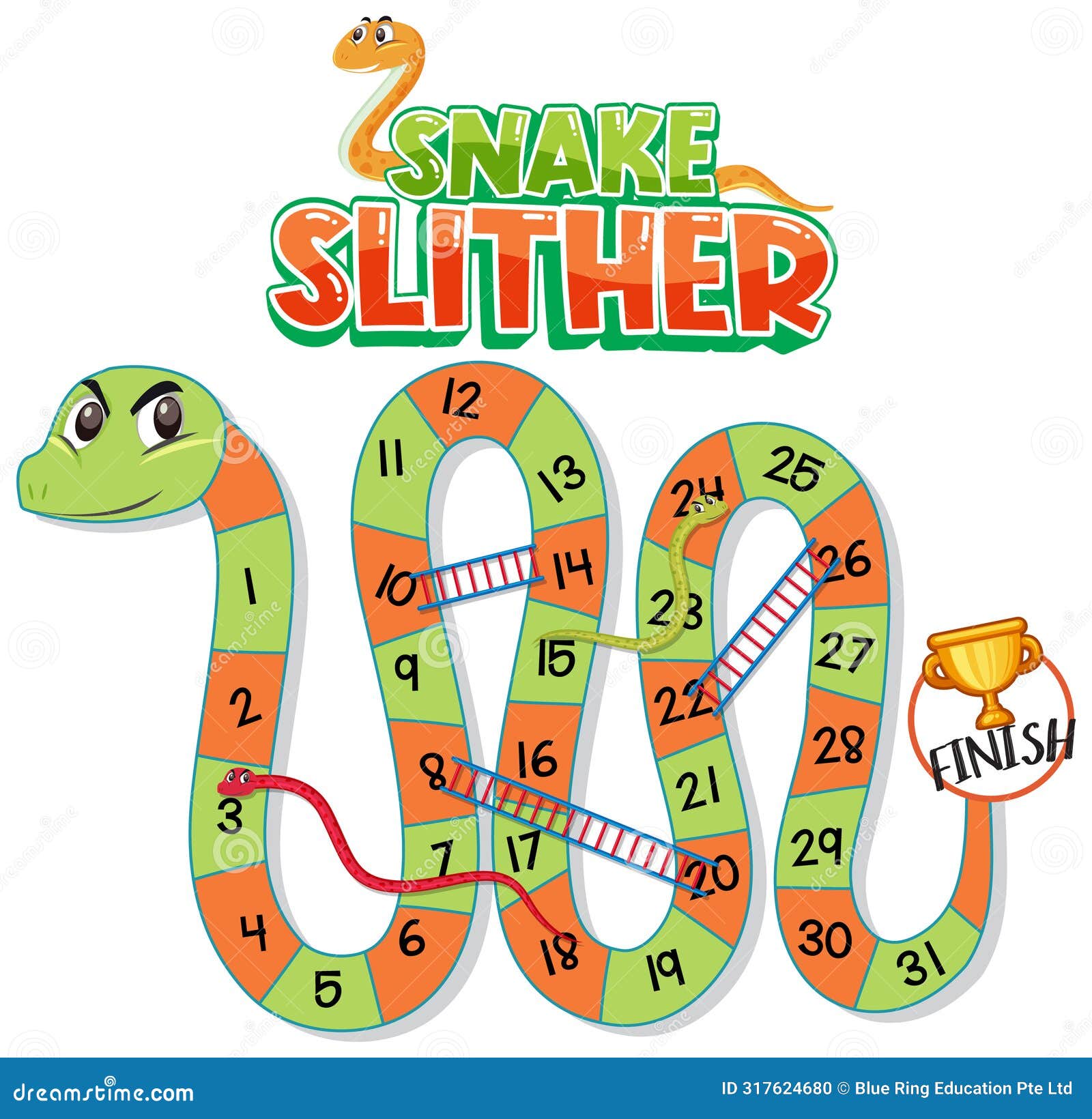 Snake-themed Board Game with Numbers Stock Vector - Illustration of ...