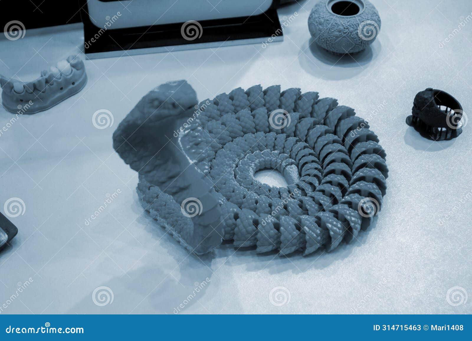Snake Toy Model Printed 3D Printer from Melted Plastic Snake-shaped ...