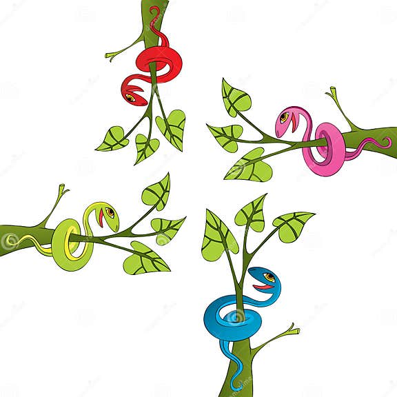 Snake and Tree Drawing Vector Stock Illustration - Illustration of ...