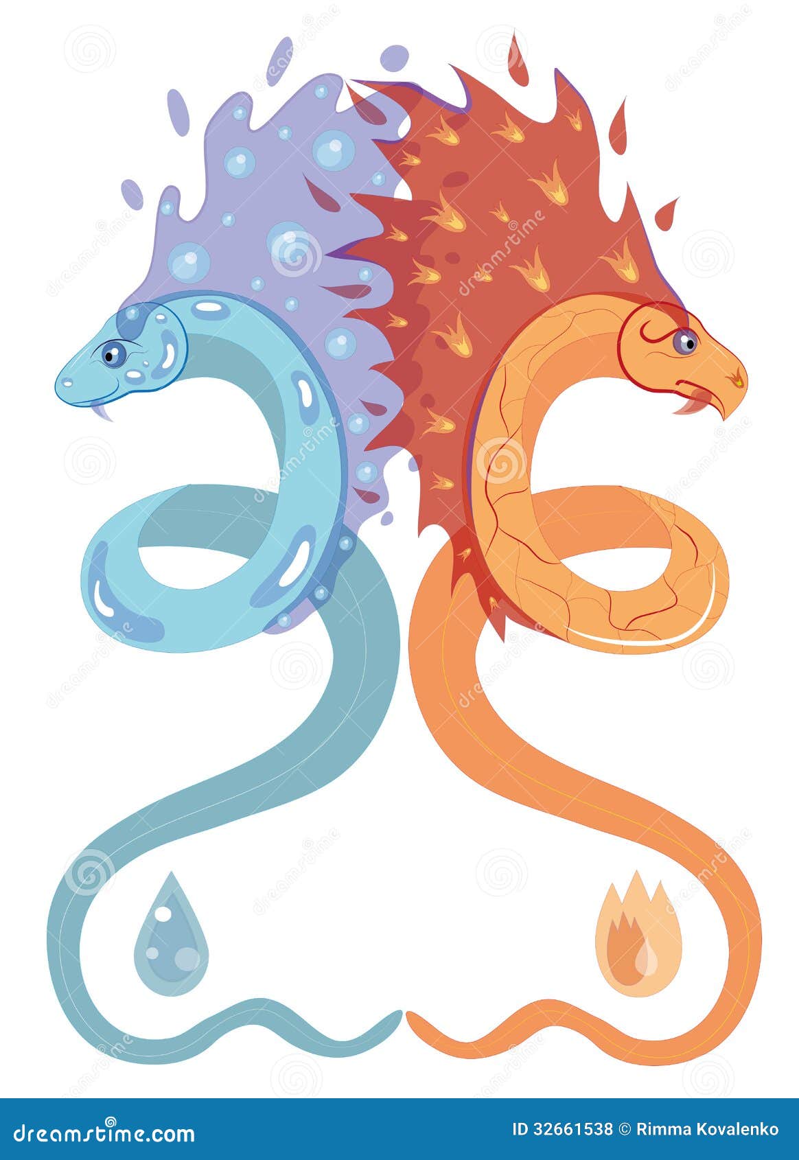 Snake Of Water And Snake Of Fire. Vector Illustration | CartoonDealer ...