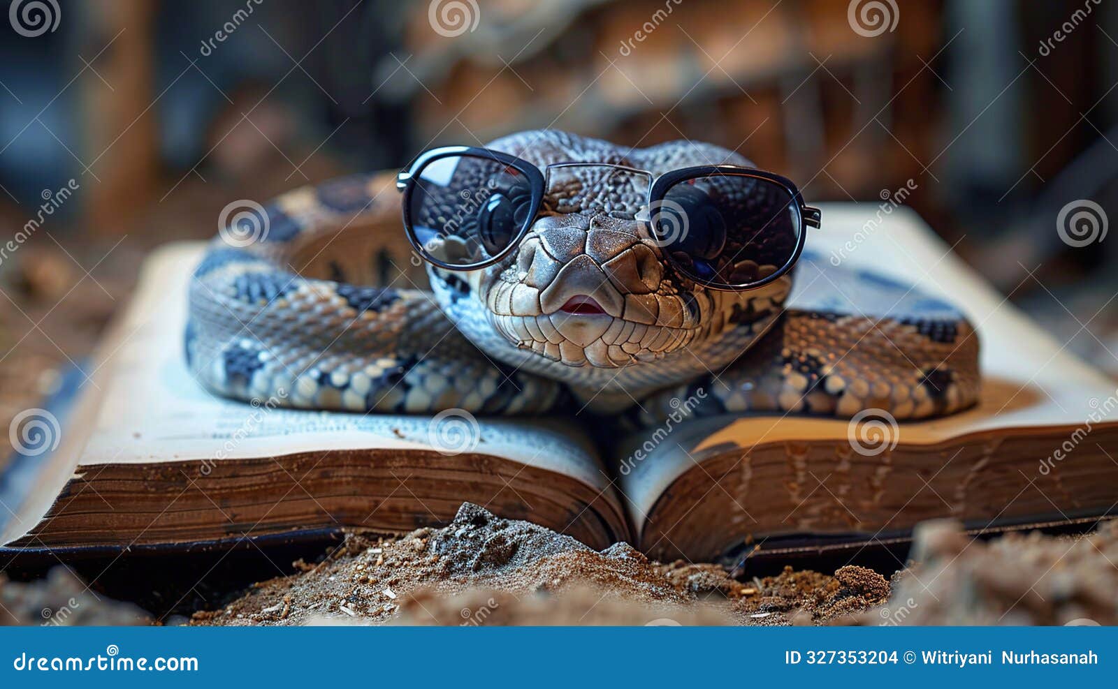 A Snake Reading a Book stock illustration. Illustration of reptile ...