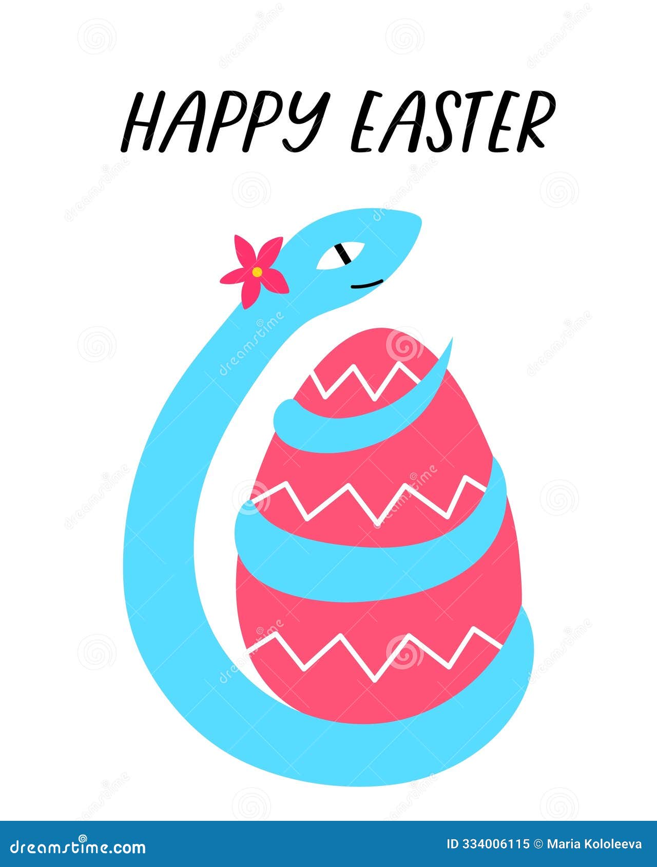 A Snake Wraps Around an Easter Egg. Happy Easter Stock Illustration ...