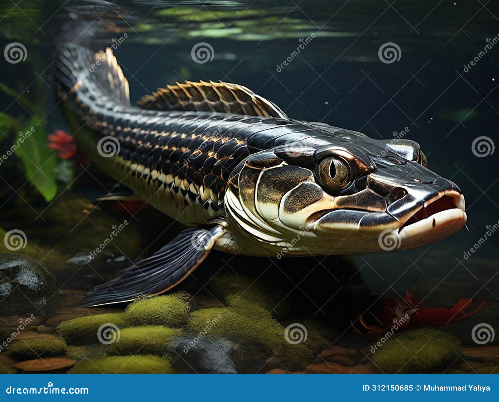 Snakehead Fish In A Pond Royalty-Free Stock Photography | CartoonDealer ...