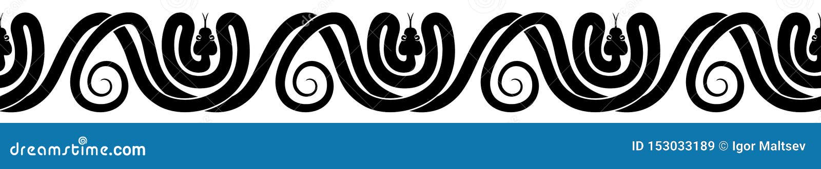 Snakes Border Seamless Horizontal Ornament Stock Illustration ...