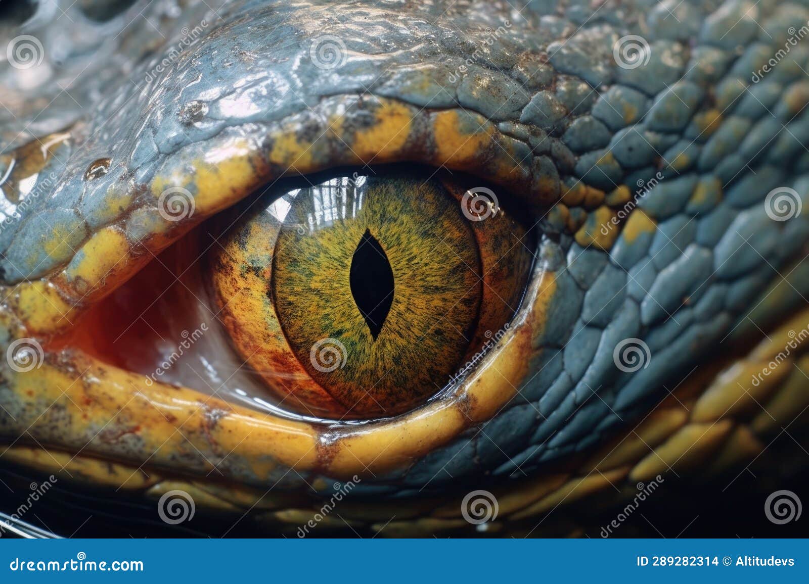 A Snakes Eye Close-up Reflecting Its Surroundings Stock Photo - Image ...