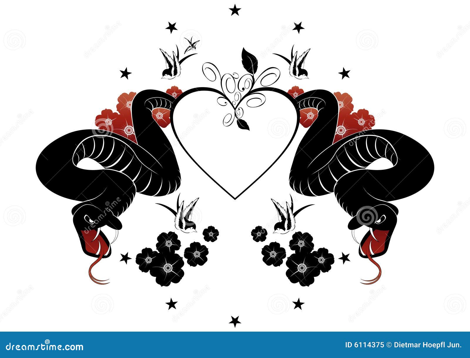Snakes and heart design stock vector. Illustration of sign - 6114375