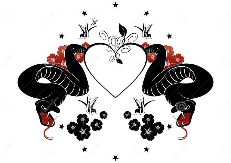 Snakes and heart design stock vector. Illustration of sign - 6114375
