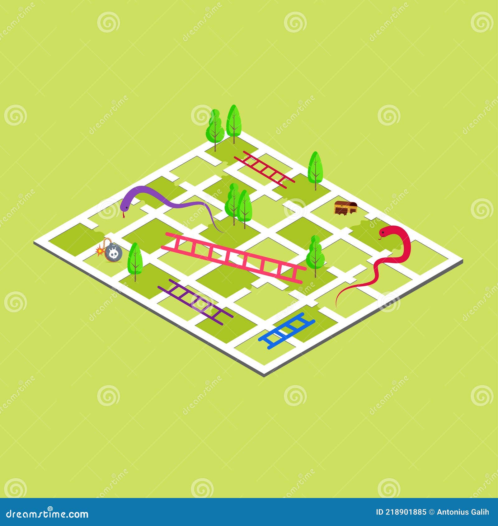 Snakes and Ladders.Game Board for Children.Vector Illustration of ...