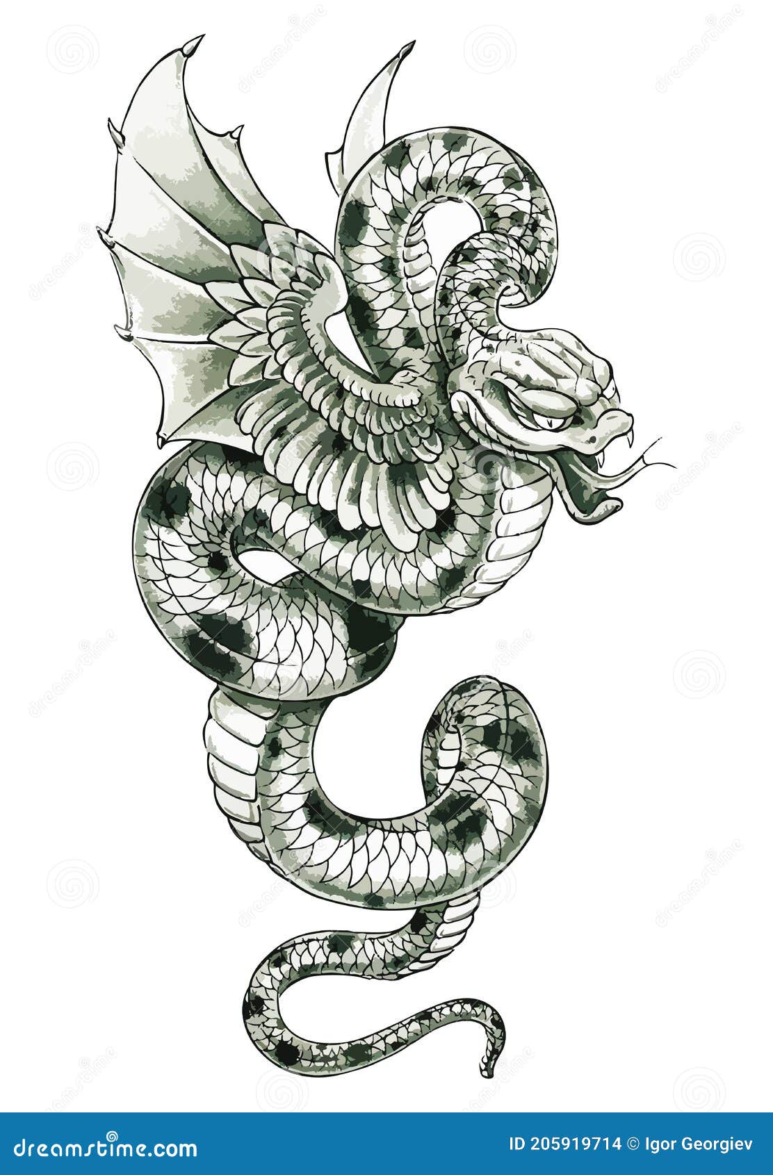 Snakes Newskool Tattoo. Set of Labels and Elements. Vector Set Illustration Template Stock ...