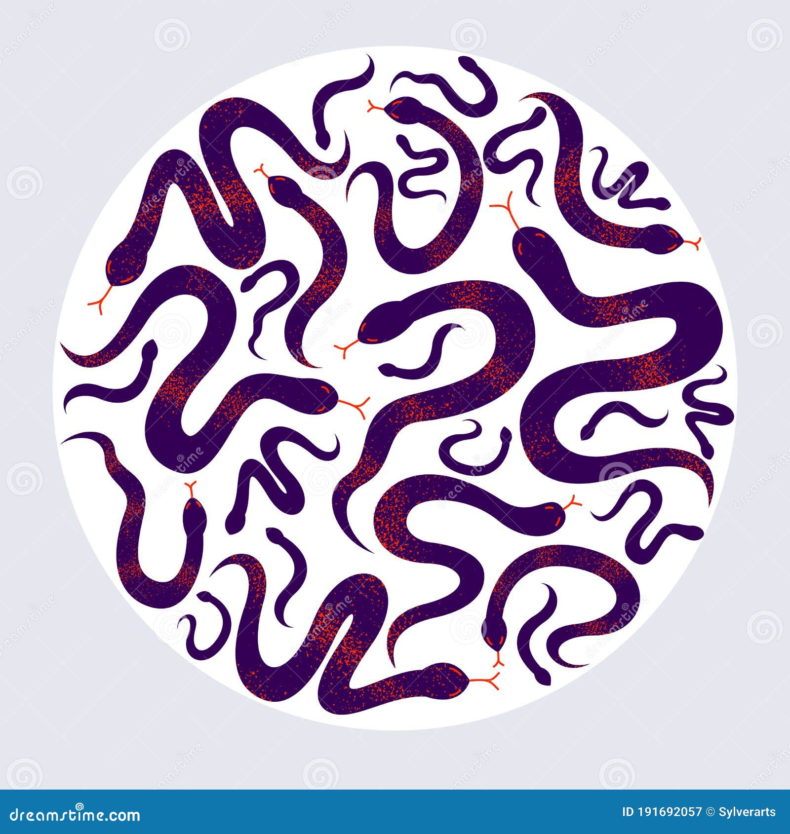 Snakes Round Composition in a Circle Vector Design Illustration ...