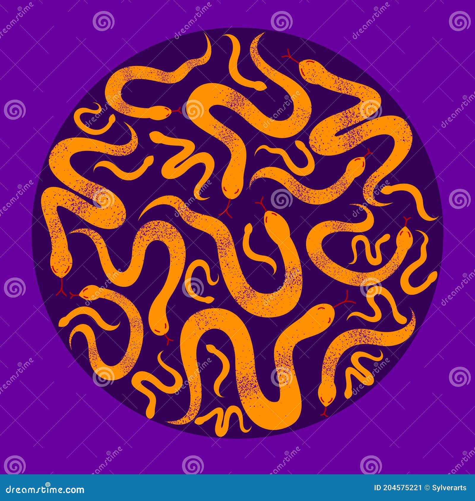 Snakes Round Composition in a Circle Vector Design Illustration. Stock ...