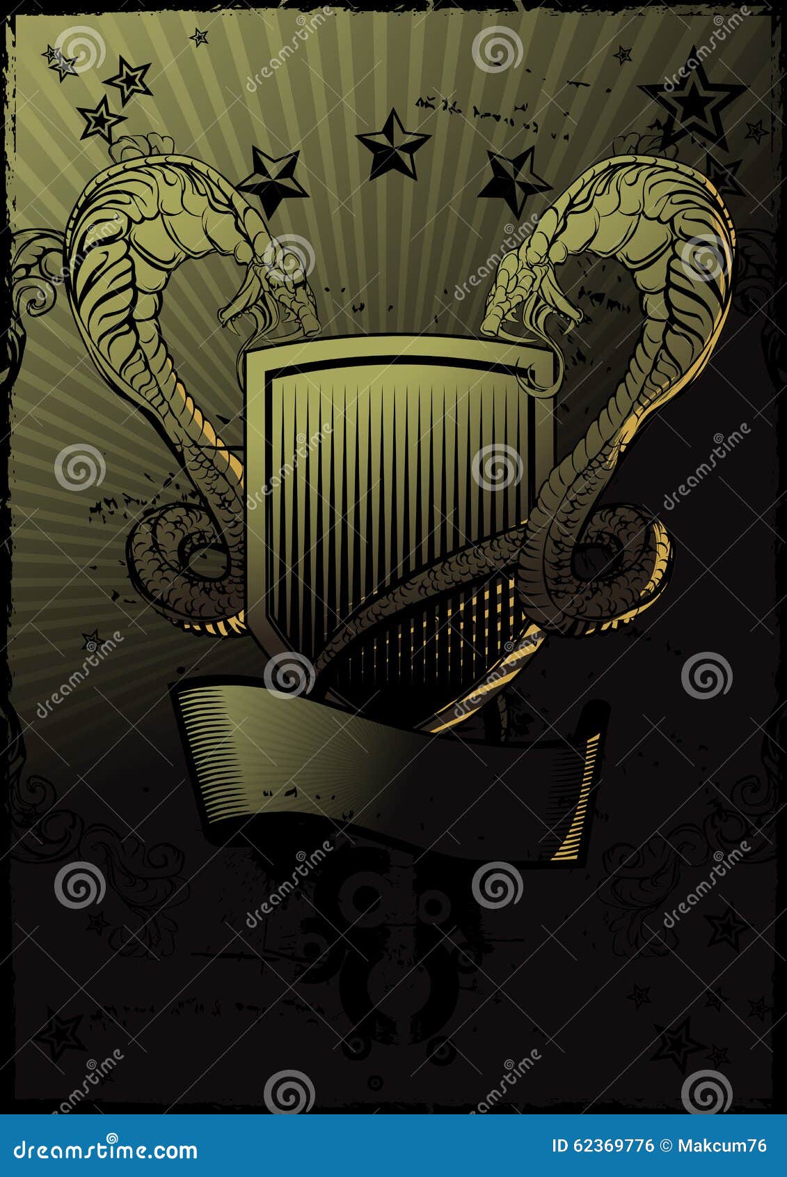 Snakes Shield Emblem stock vector. Illustration of design - 62369776