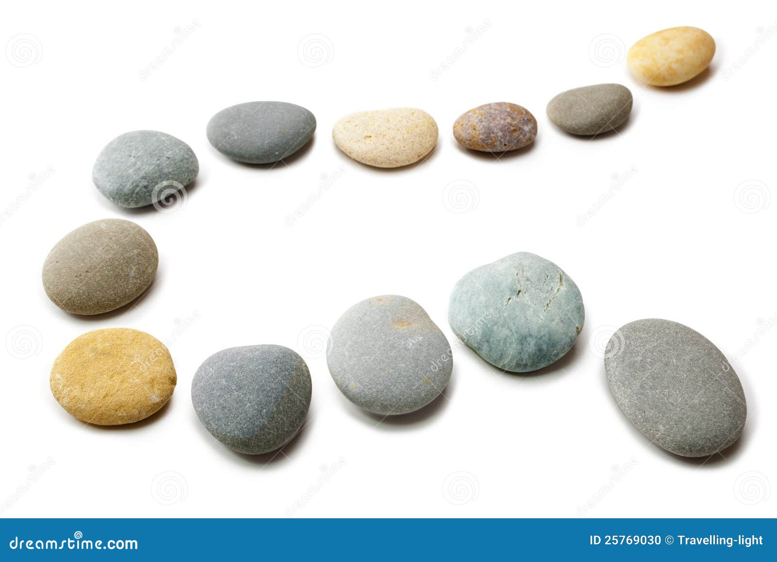 Snaking Line of Twelve Pebbles Steps Isolated Stock Photo - Image of ...