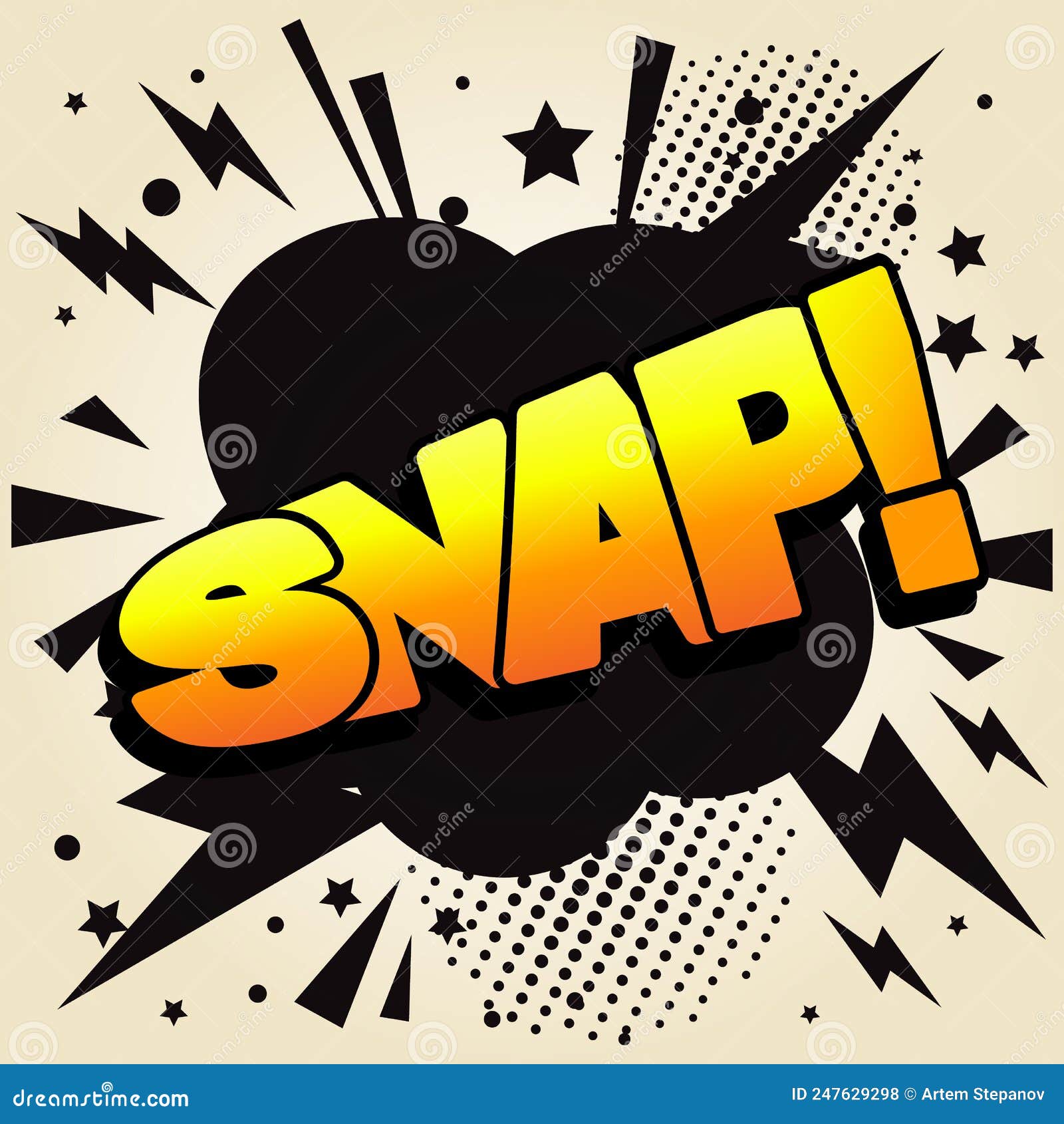 Snap Comic Text stock vector. Illustration of poof, font - 247629298