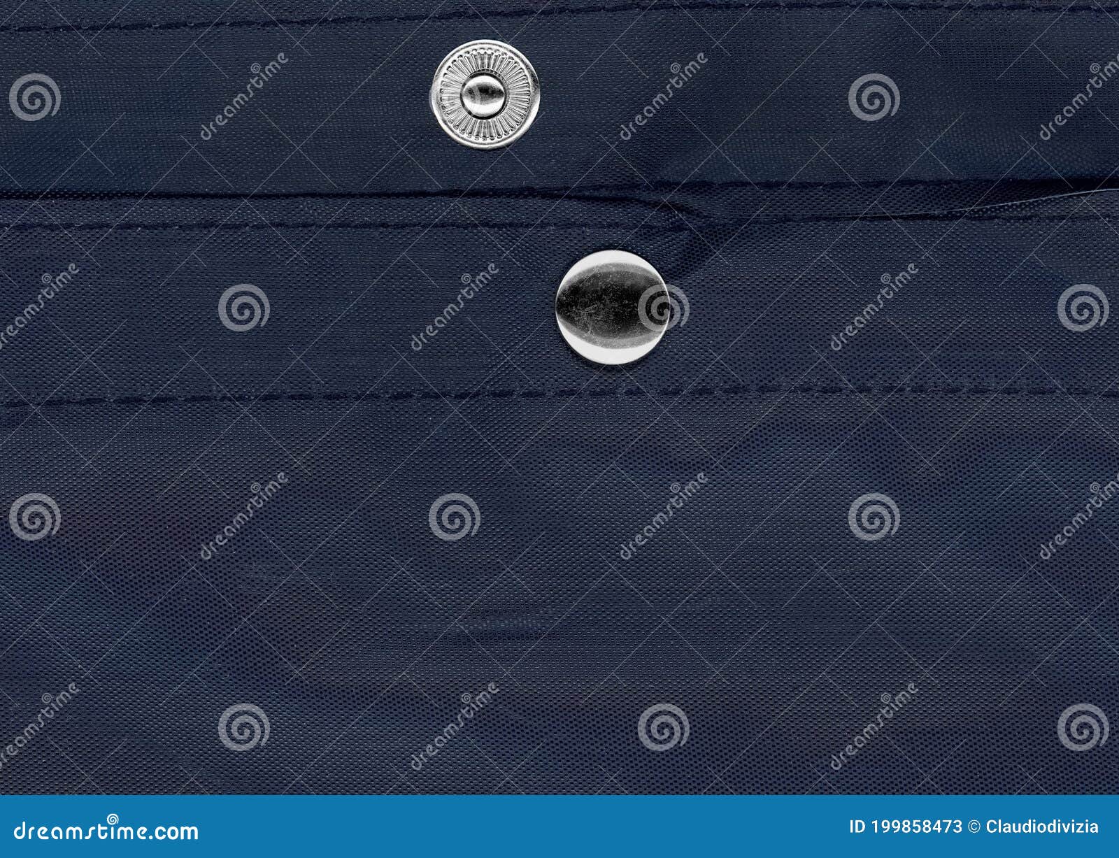 Snap Fastener on Blue Fabric Stock Image - Image of popper, textile ...