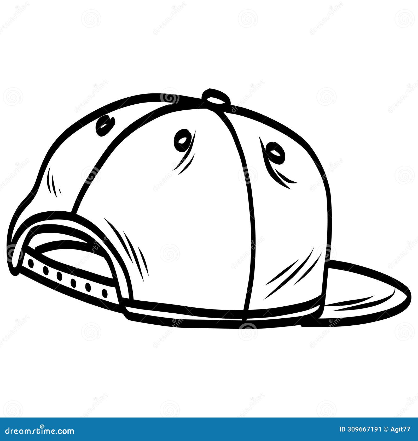 Snapback Hat Cap Backward Doodle Drawing Vector Illustration Stock ...