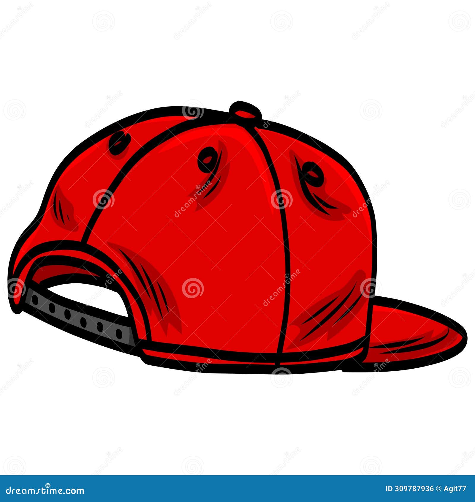 Snapback Red Hat Cap Backward Doodle Drawing Vector Illustration Stock ...